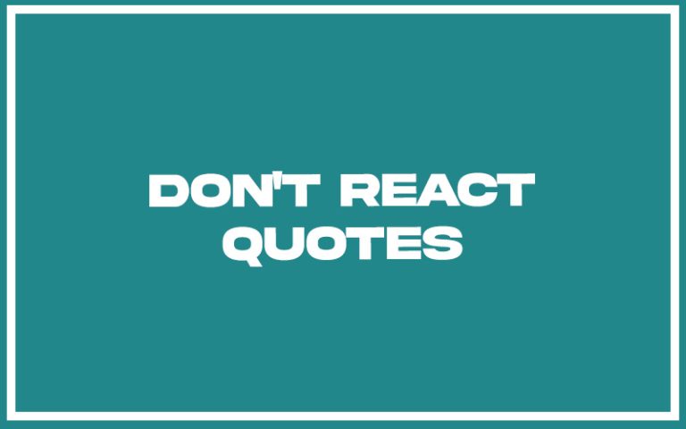 151 Best Don't React Quotes (with Commentary) - Burning For Success